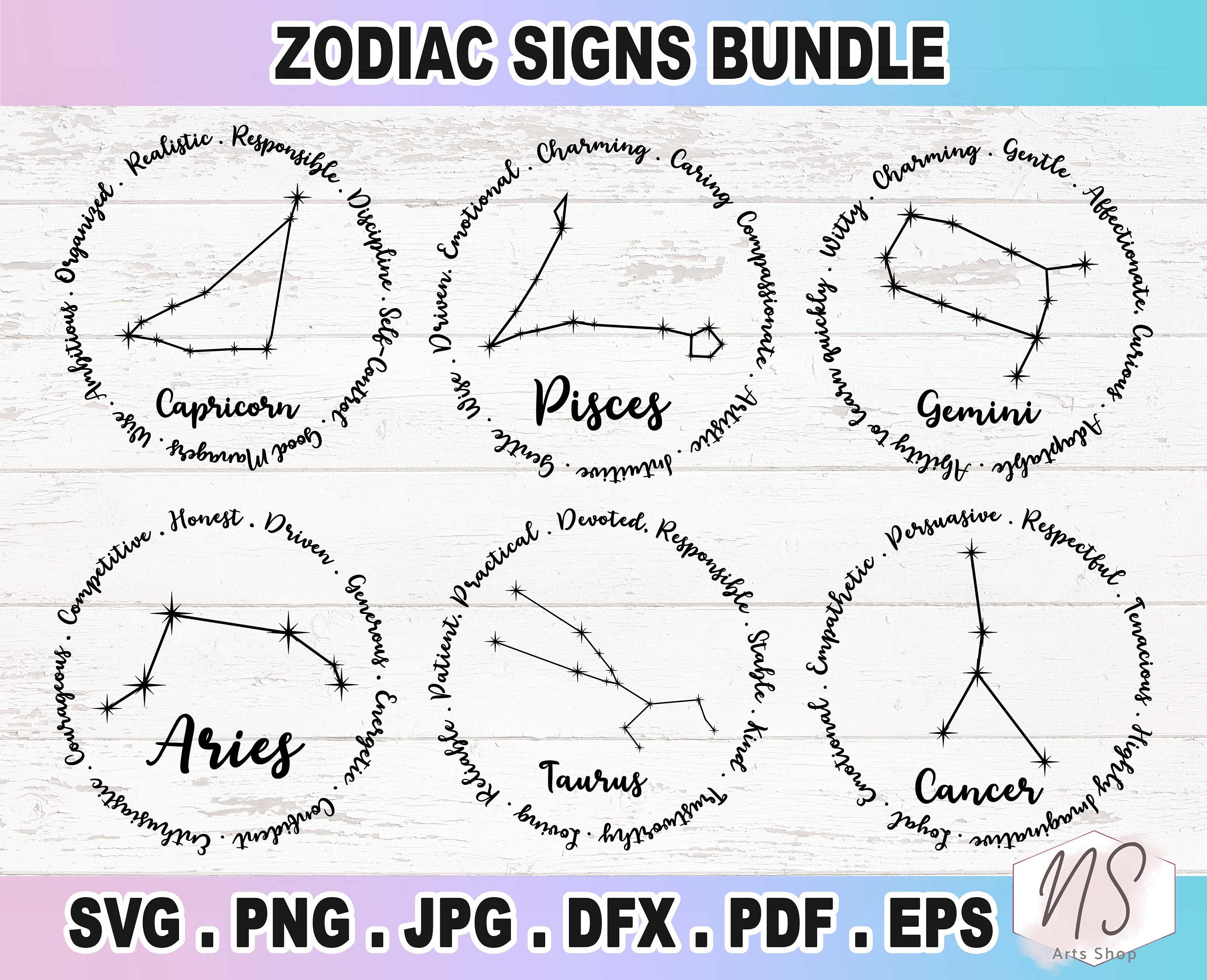 Zodiac Signs SVG Bundle Astrology Signs Svg Zodiac Symbols - Etsy