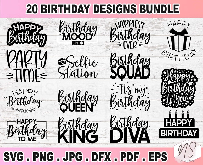 Happy Birthday Svg Bundle Birthday Svg Birthday Party Svg | Etsy