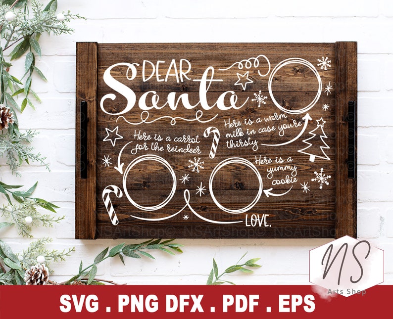 Santa Tray SVG Dear Santa Svg Christmas Svg Milk and - Etsy