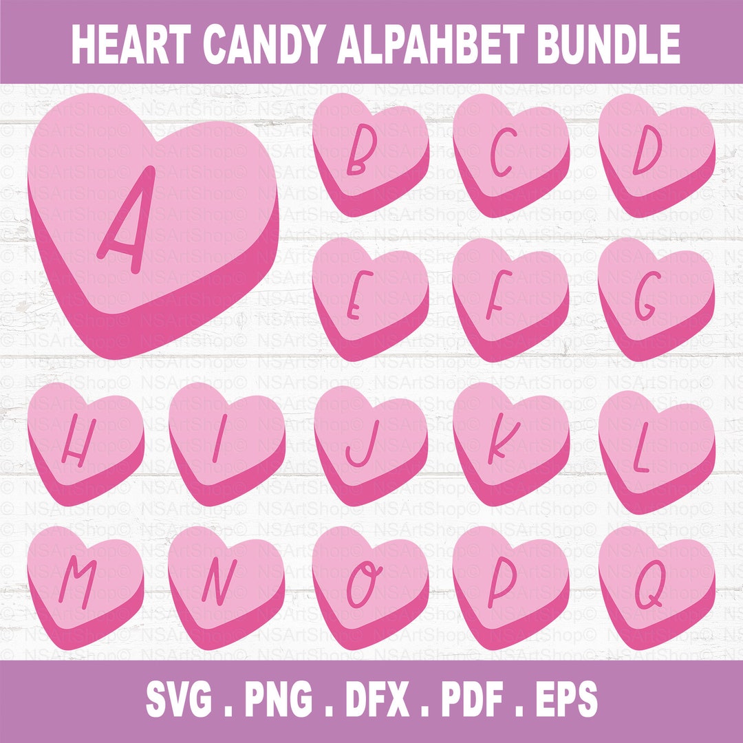 Heart Candy Alphabet SVG Heart Cut File Bundle Heart Shape - Etsy