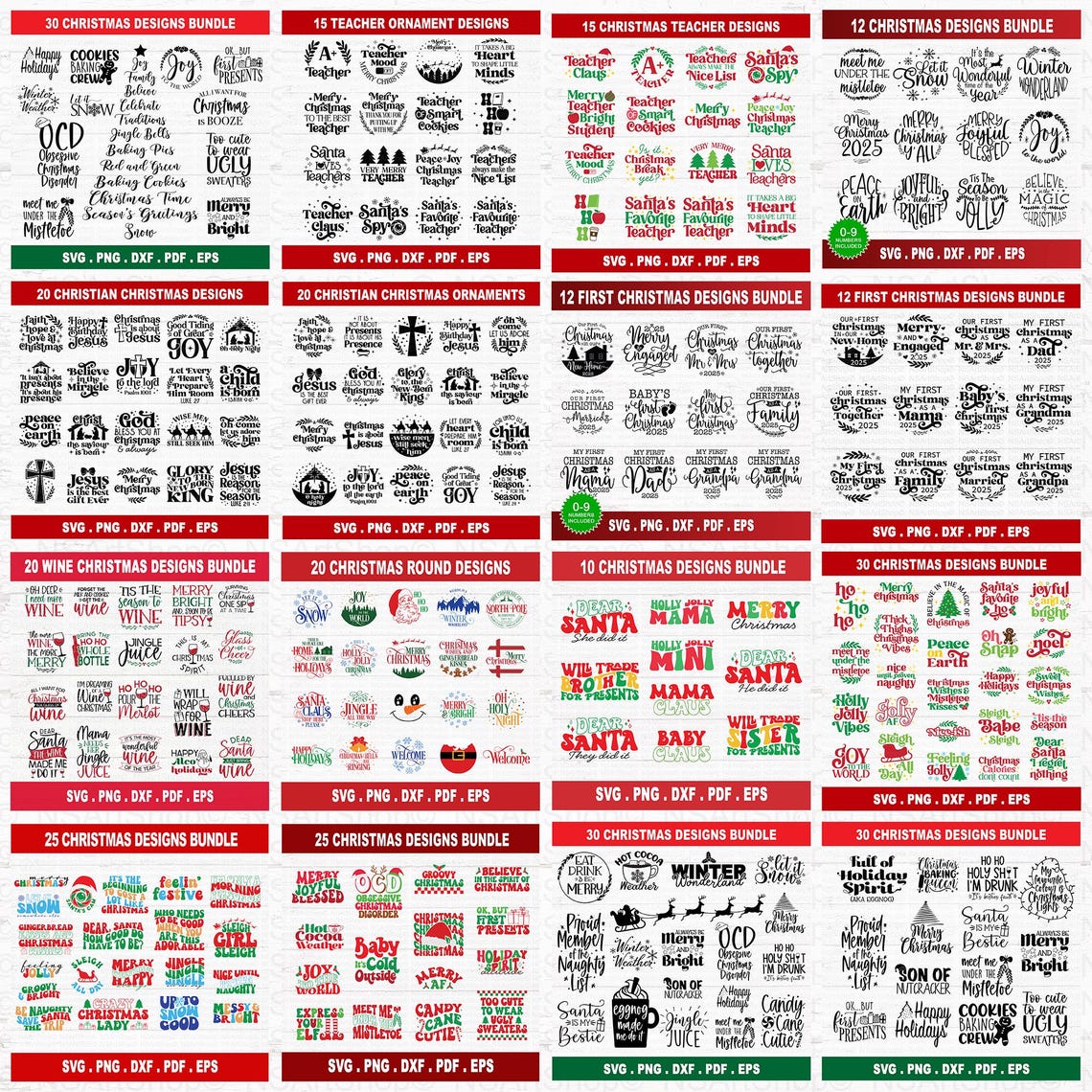 Christmas SVG Bundle: Mega Holiday Designs, Cut Files for Cricut - Etsy