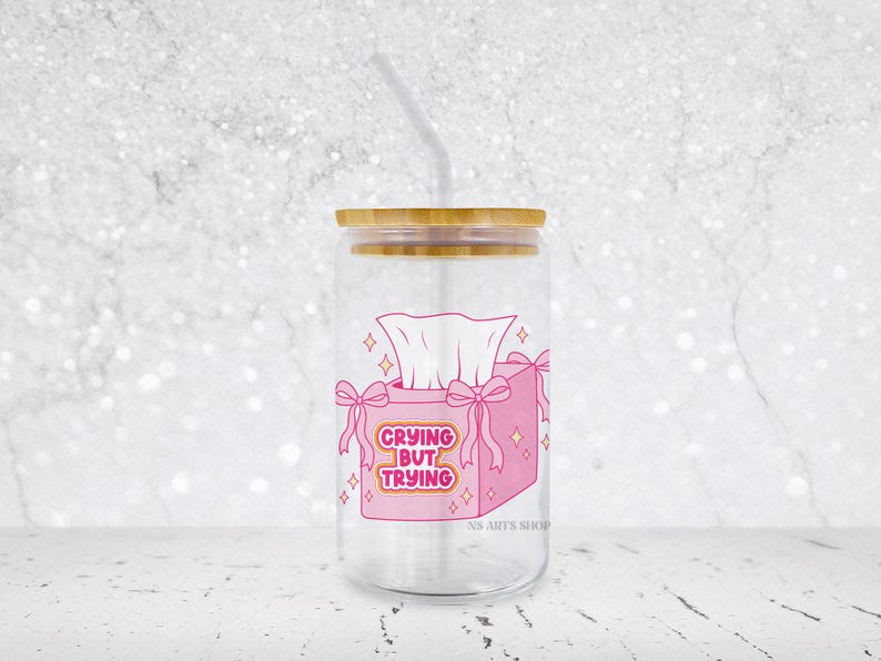 Crying but Trying SVG: Tissue Box Design, Self Care Cut File (digital ...