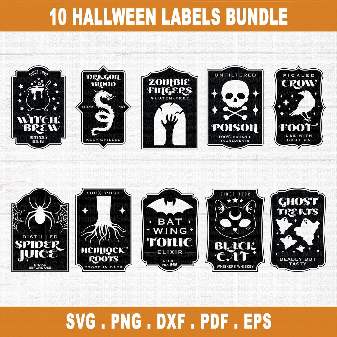Halloween Potion Label SVG Bundle: Witch, Apothecary Designs, Cricut ...