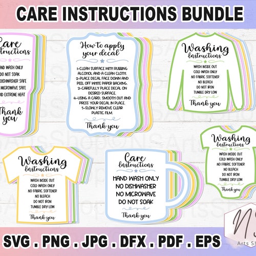 Printable Vinyl Decal Care Card Instructions. Decal - Etsy