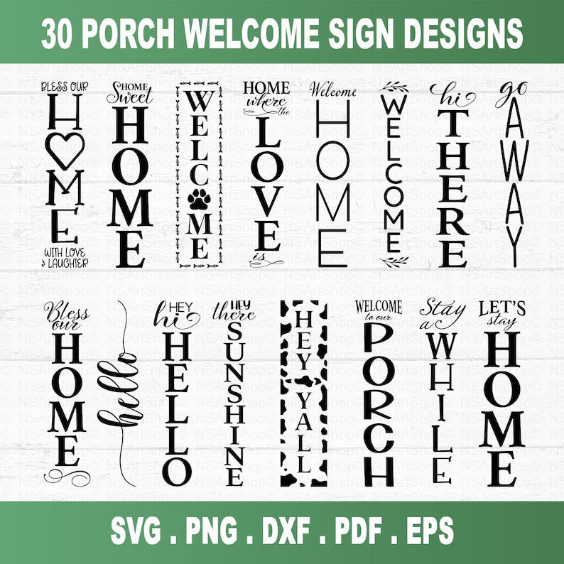 Welcome Sign SVG Bundle: Porch Design Farmhouse Decor Cut File, Cricut ...