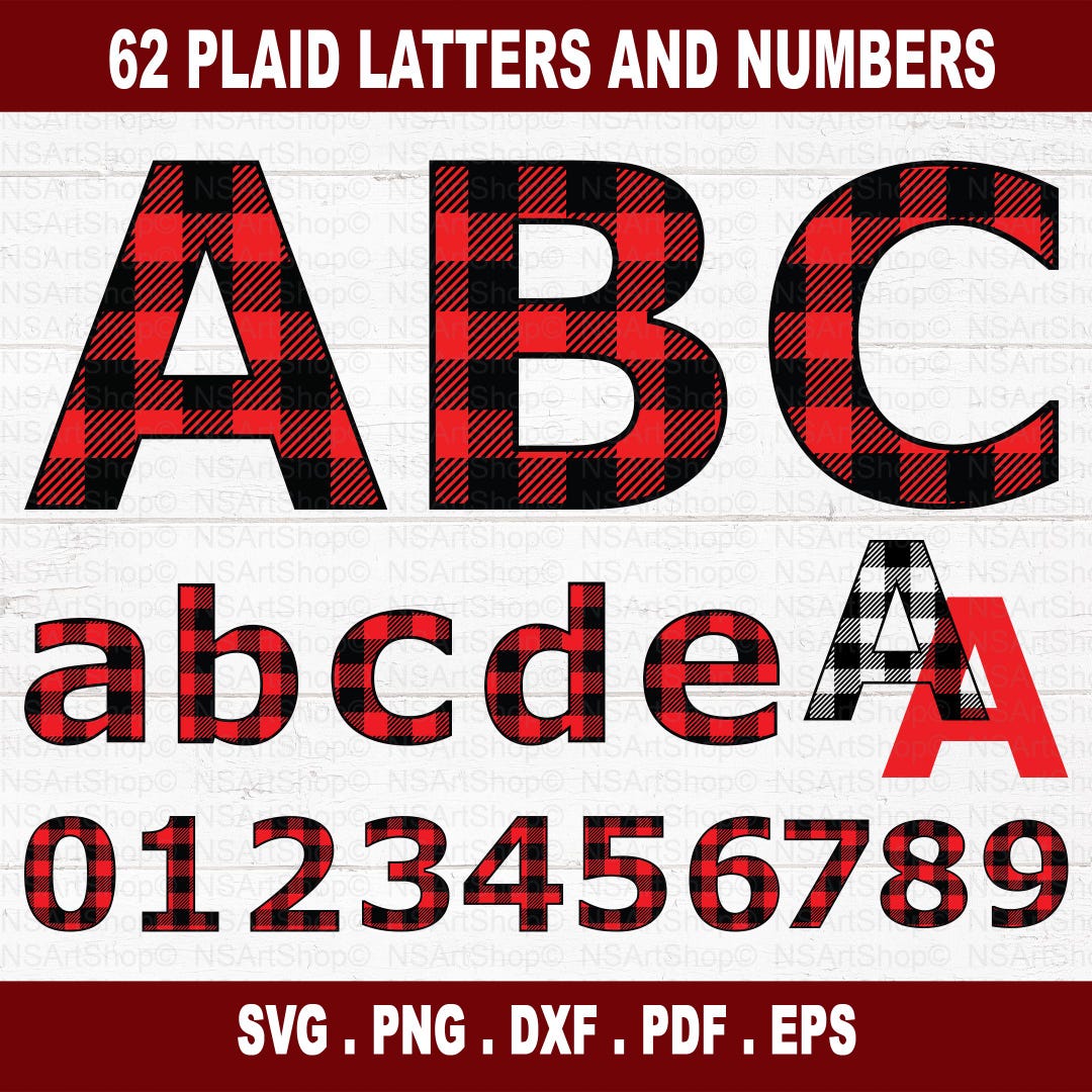 Buffalo Plaid Letters SVG Bundle: Christmas Alphabet Designs - Digital ...