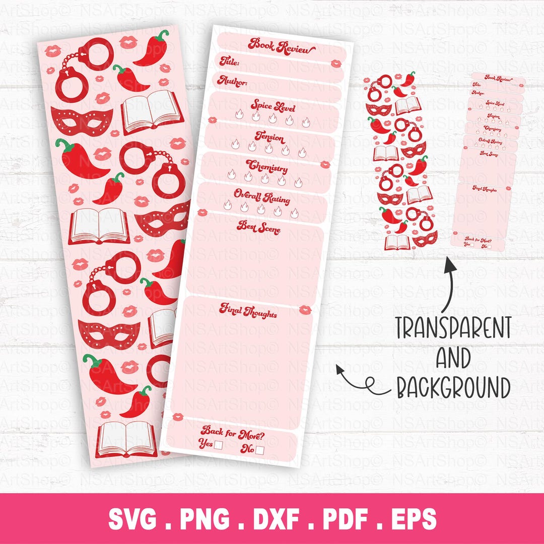 Bookmark SVG PNG: Spicy Smutty Romance Bookish Design, Printable Book ...