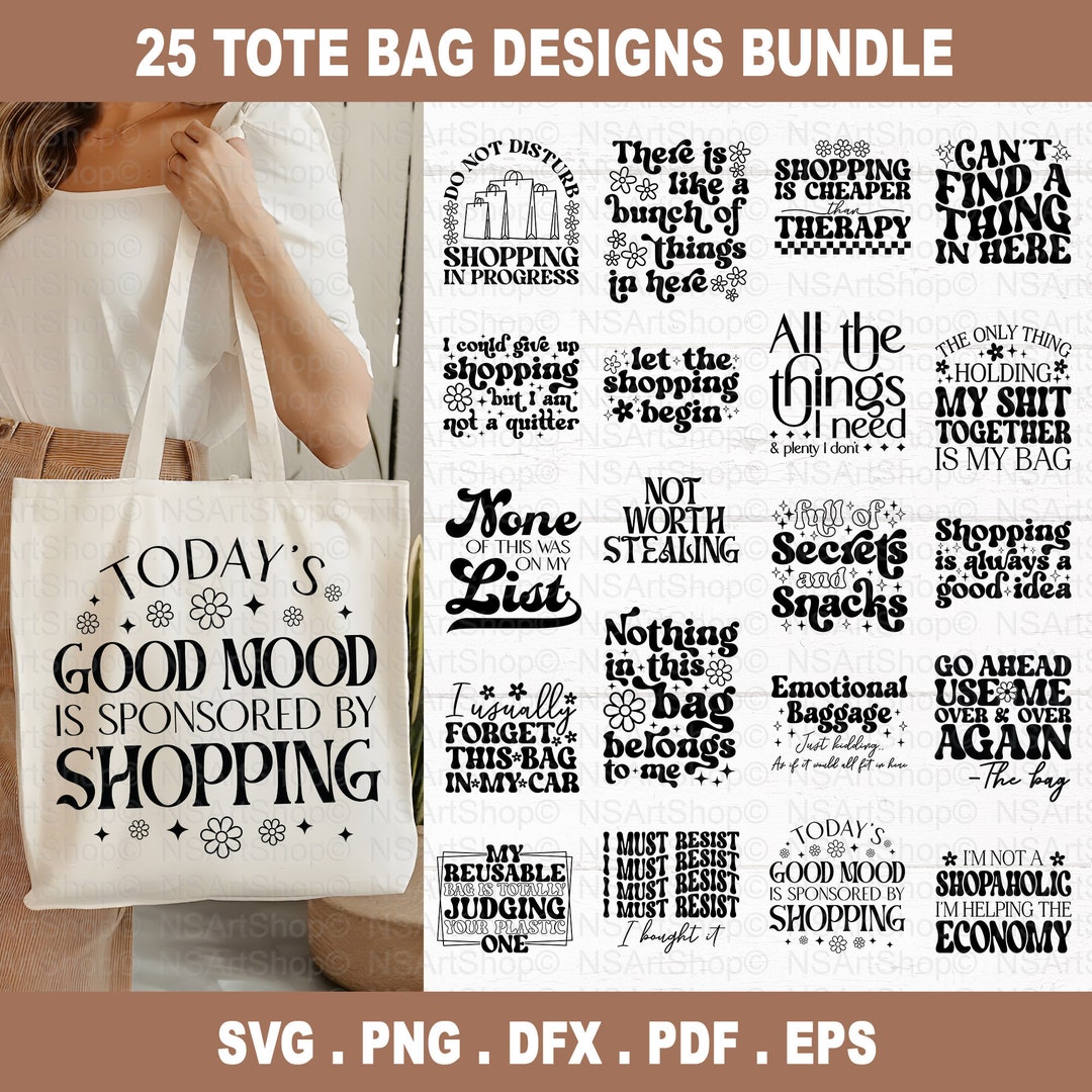 Tote Bag SVG Bundle, Tote Bag Quote Svg, Emotional Baggage Svg, Retro ...