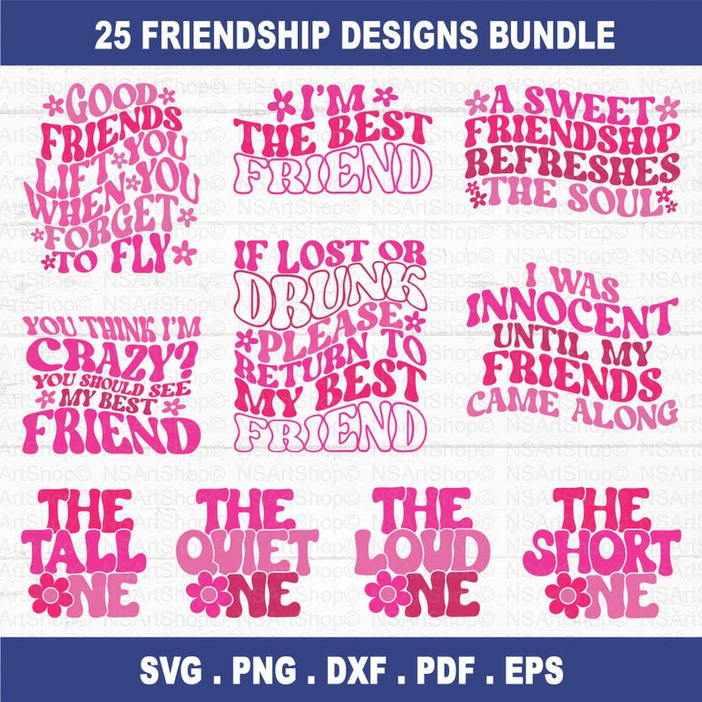 Friendship SVG Bundle, 25 Friend Designs (svg, Png, Dxf, Pdf, Eps) - Etsy