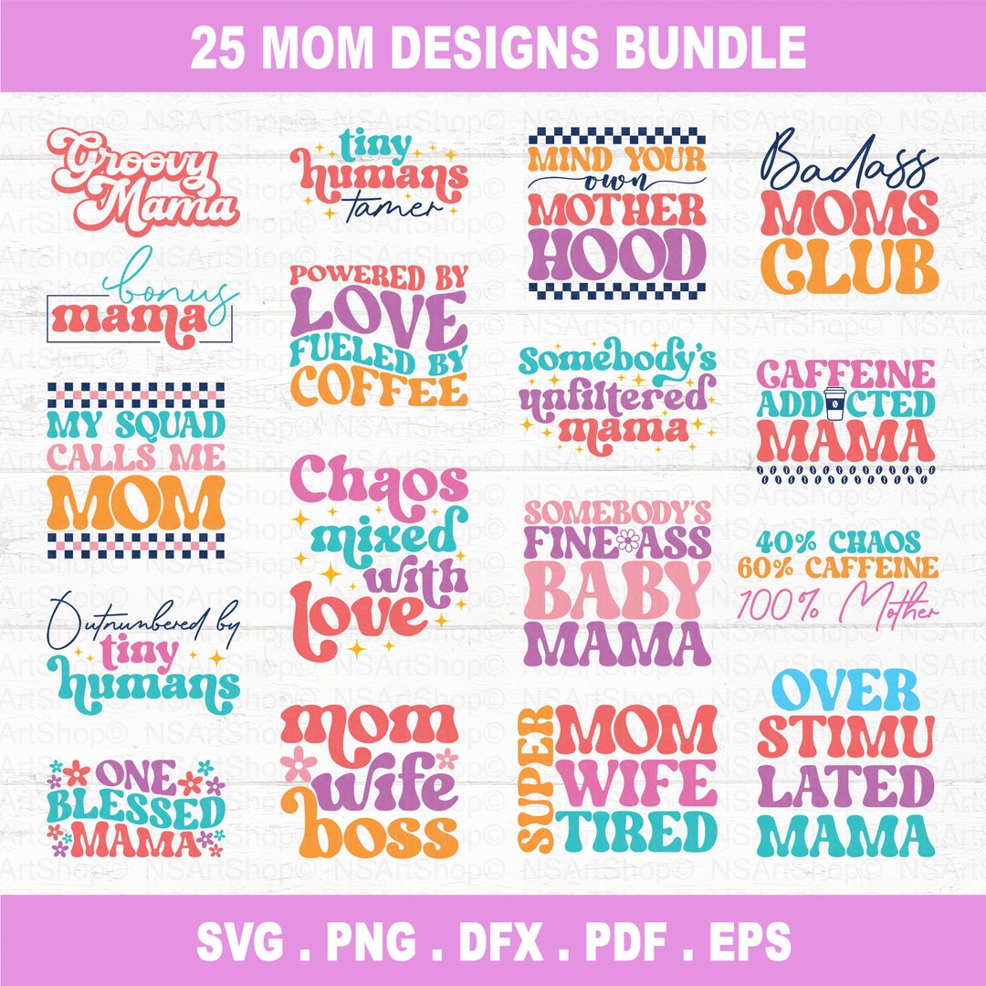 Trendy Retro Mom Svg Bundle, Funny Mom Shirt Svg, Retro Mom Svg, Mom ...