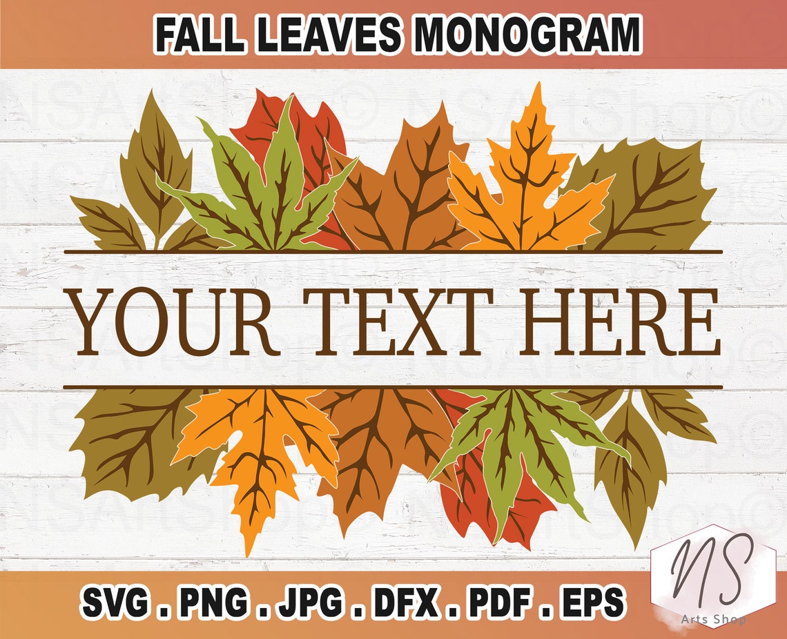 Fall Leaf Split Monogram SVG Fall Svg Split Monogram Svg - Etsy