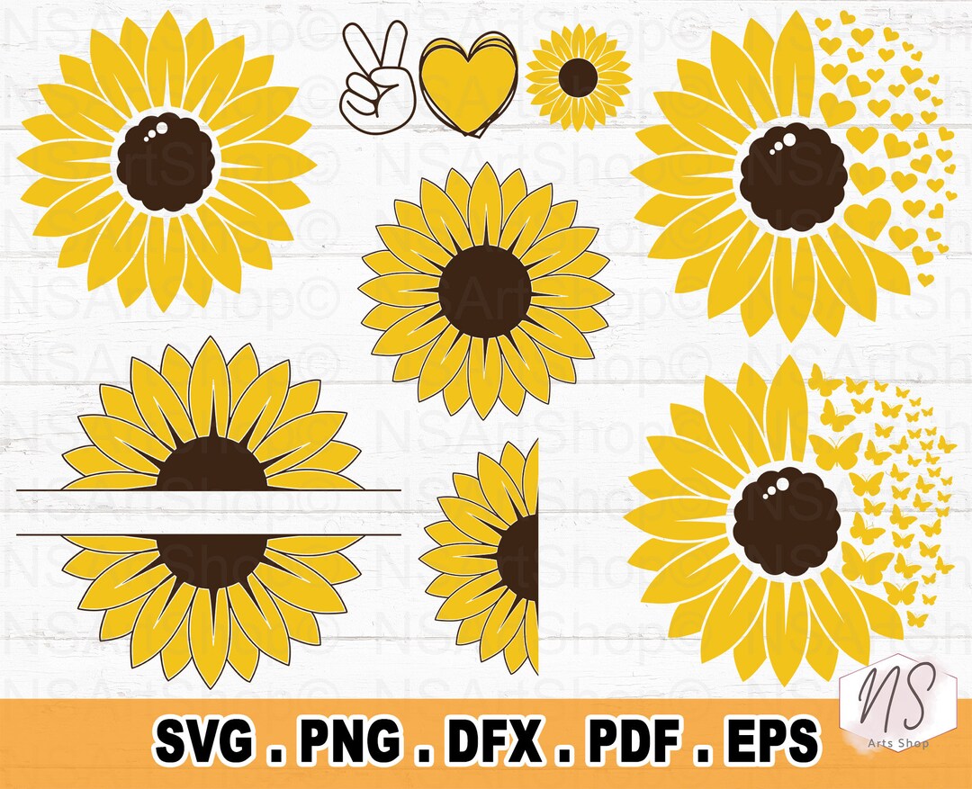 Sunflower Svg Bundle Sunflower Monogram SVG Love Peace - Etsy