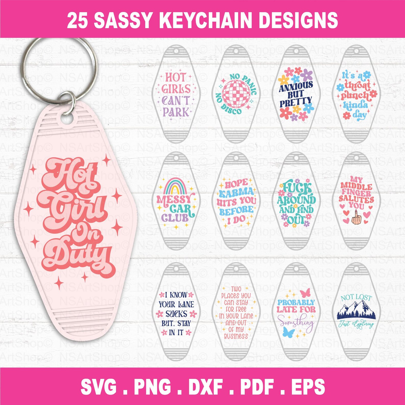 Sarcastic Motel Keychain SVG Bundle, Funny, Sassy Designs, Cricut, Cut ...