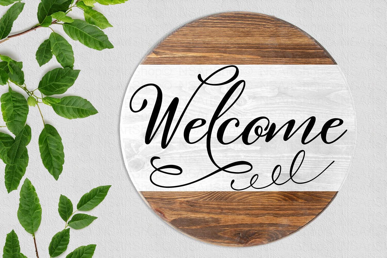 Round Welcome Sign SVG Bundle: Mega Door Hanger Designs in Farmhouse ...
