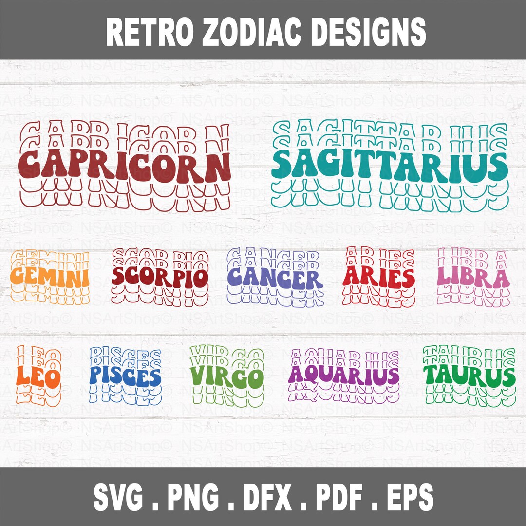 Zodiac Signs SVG Bundle, Astrology Sign Svg, Zodiac Symbol Svg, Zodiac ...
