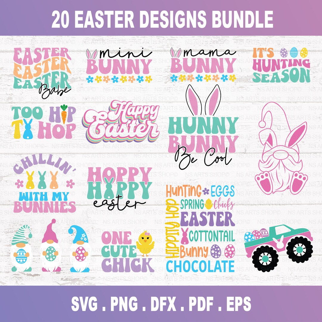 Retro Easter SVG Bundle, Easter Svg Files, Spring Svg, Easter Svg for ...
