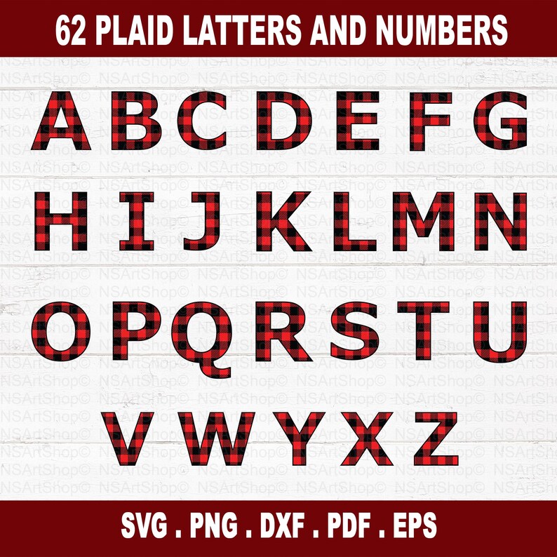 Buffalo Plaid Letters SVG Bundle: Christmas Alphabet Designs - Digital ...