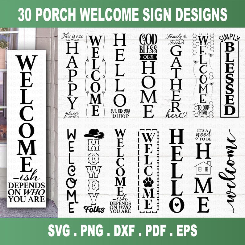 Welcome Sign SVG Bundle: Porch Design Farmhouse Decor Cut File, Cricut ...
