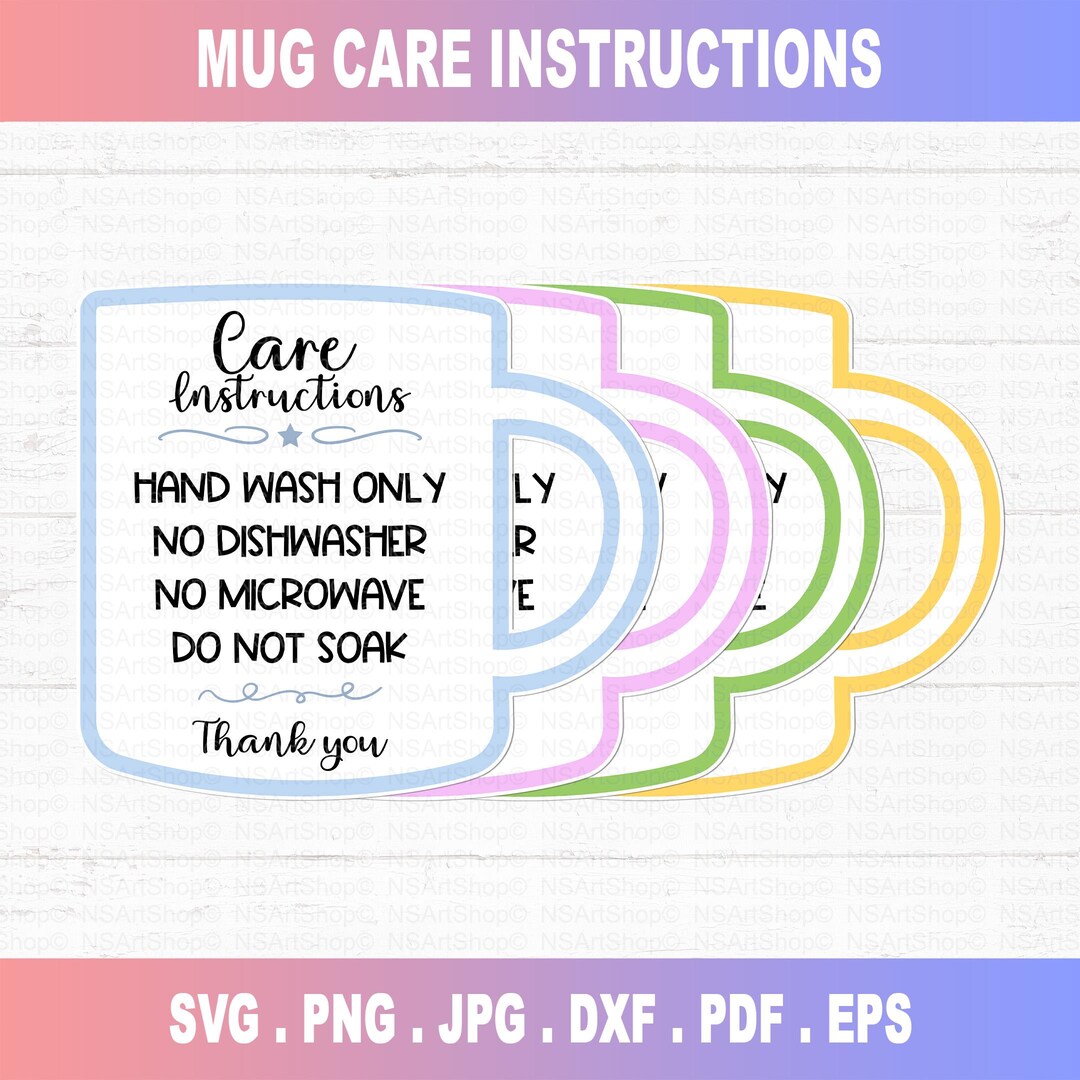 Mug Care Instructions SVG: Printable Cup Washing Guide Card PNG ...