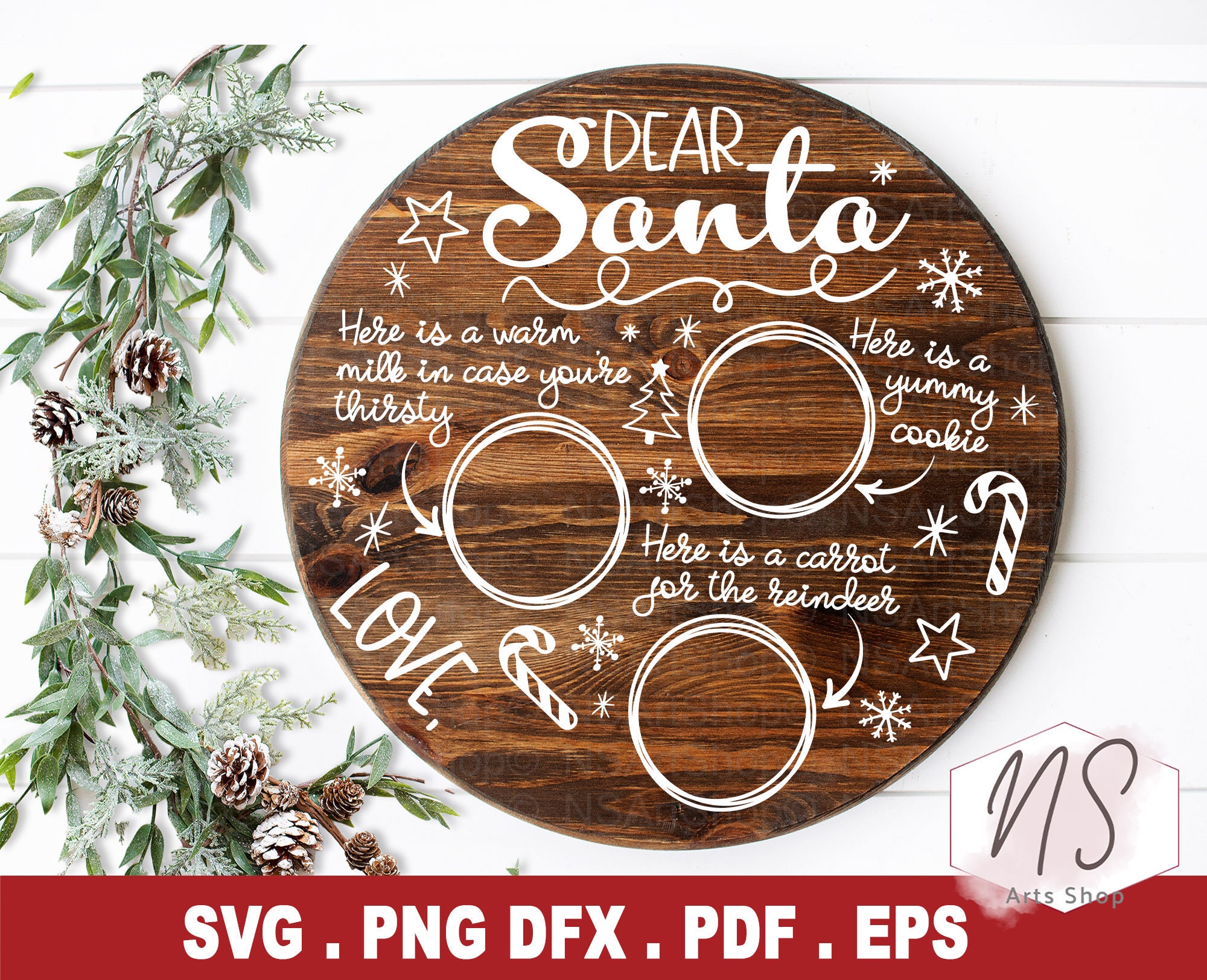 Santa Round Tray SVG Dear Santa Svg Christmas Svg Milk and - Etsy