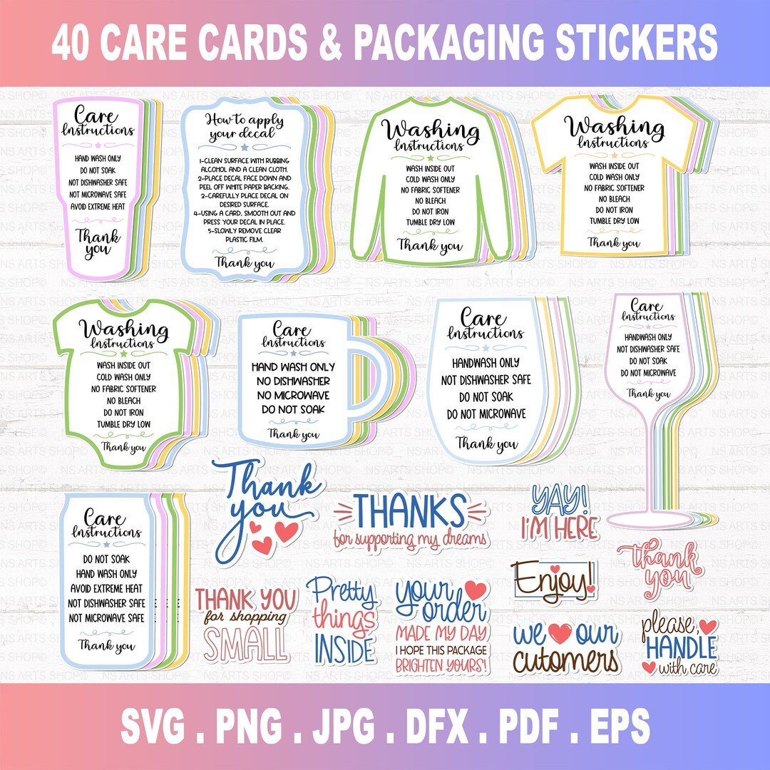 Care Card Bundle Digital Print, Care Card Bundle Printable Svg, Care ...