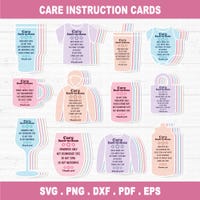 Care Instructions Bundle, Print and Cut Instructions, Sublimation Care ...