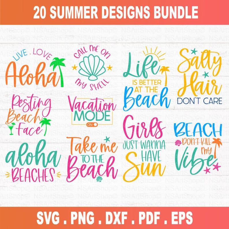 Summer SVG Bundle: Beach Vacation Designs - Digital Download - Etsy