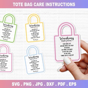 Tote Bag Care Instructions SVG: Printable Washing Guide Card PNG ...