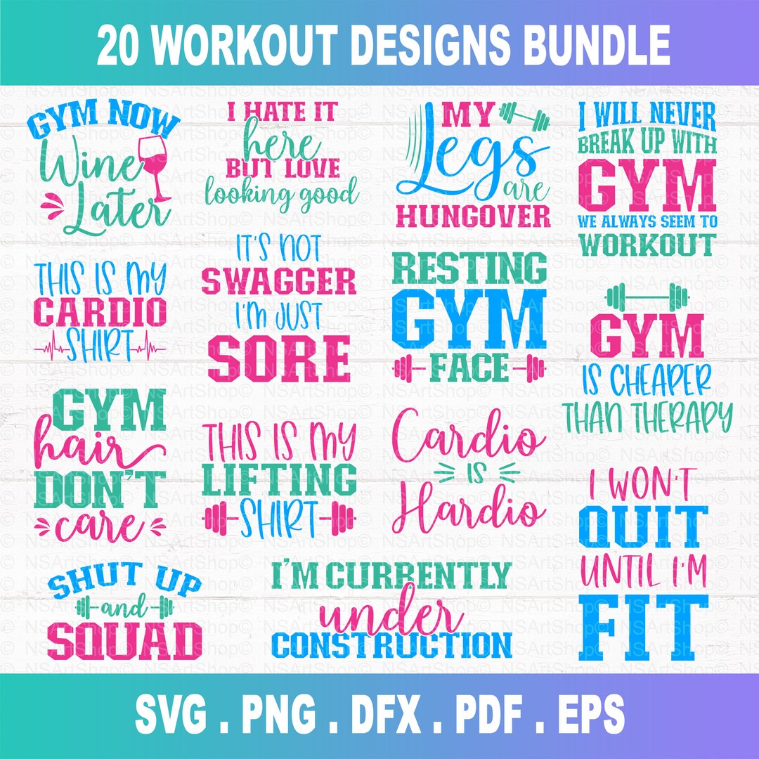 Workout SVG Bundle, Gym Motivation Svg, Gym Quotes Svg, Fitness Svg ...