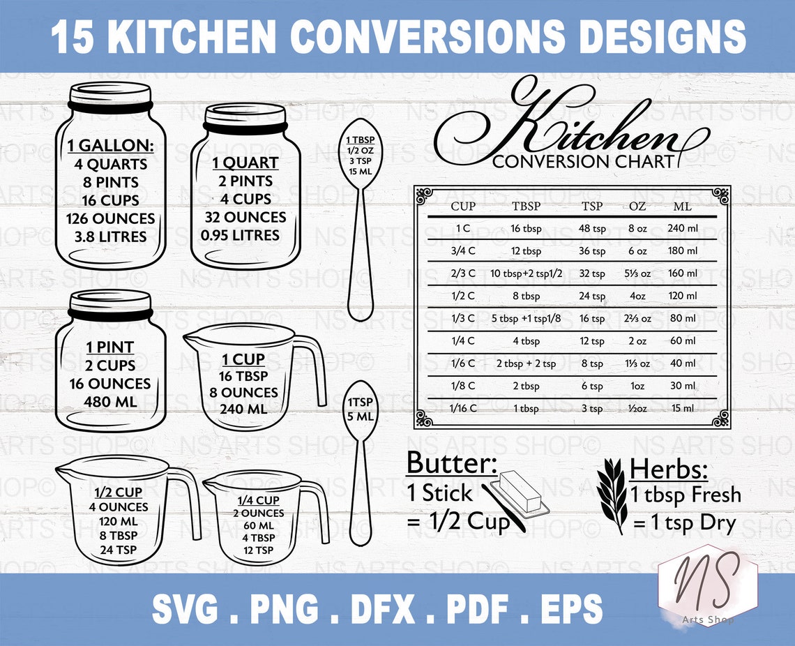 Kitchen Conversions Chart Svg Bundle Kitchen Bundle Svg - Etsy