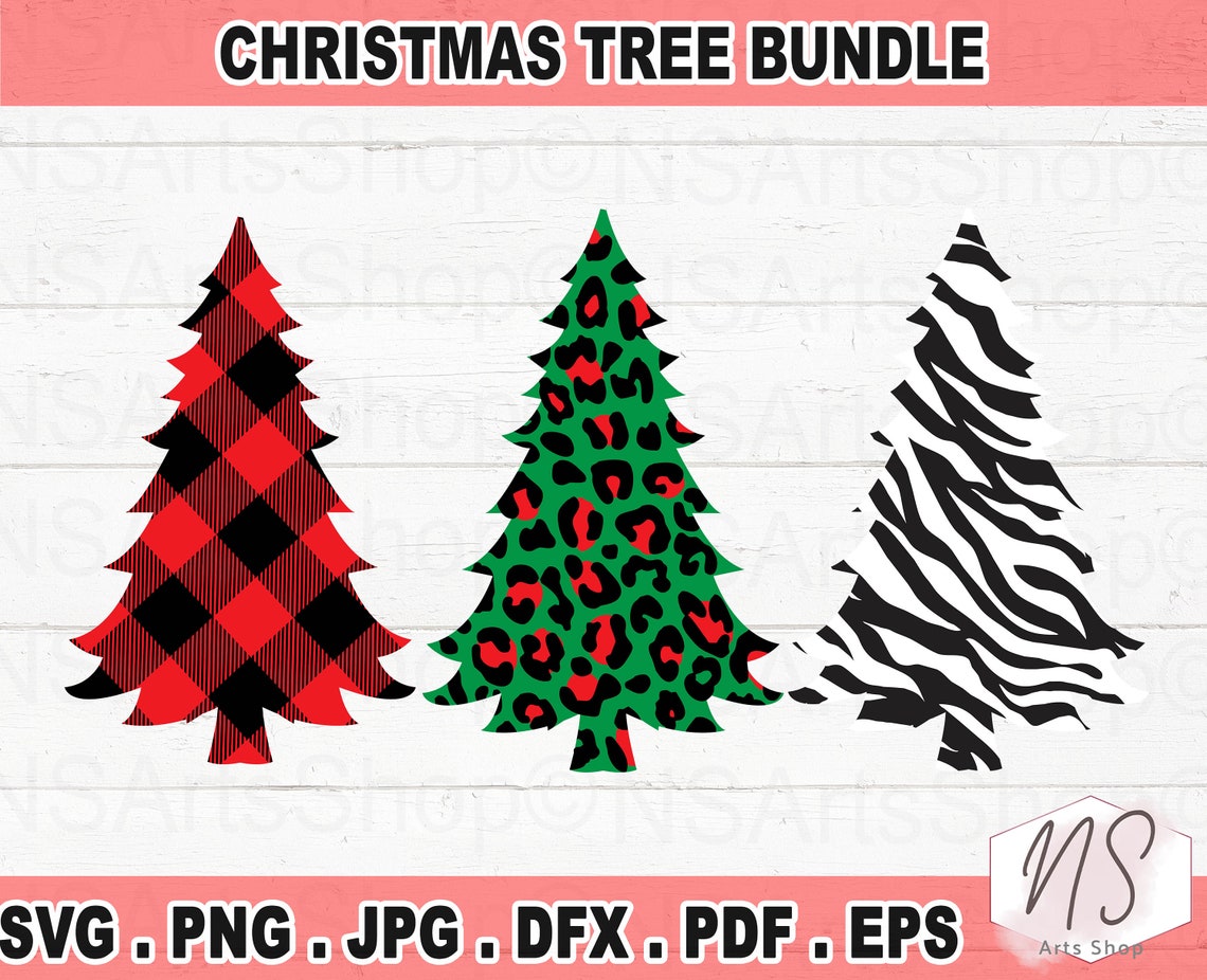 Buffalo Plaid Cheetah Tree Svg Bundle Merry Christmas Svg | Etsy