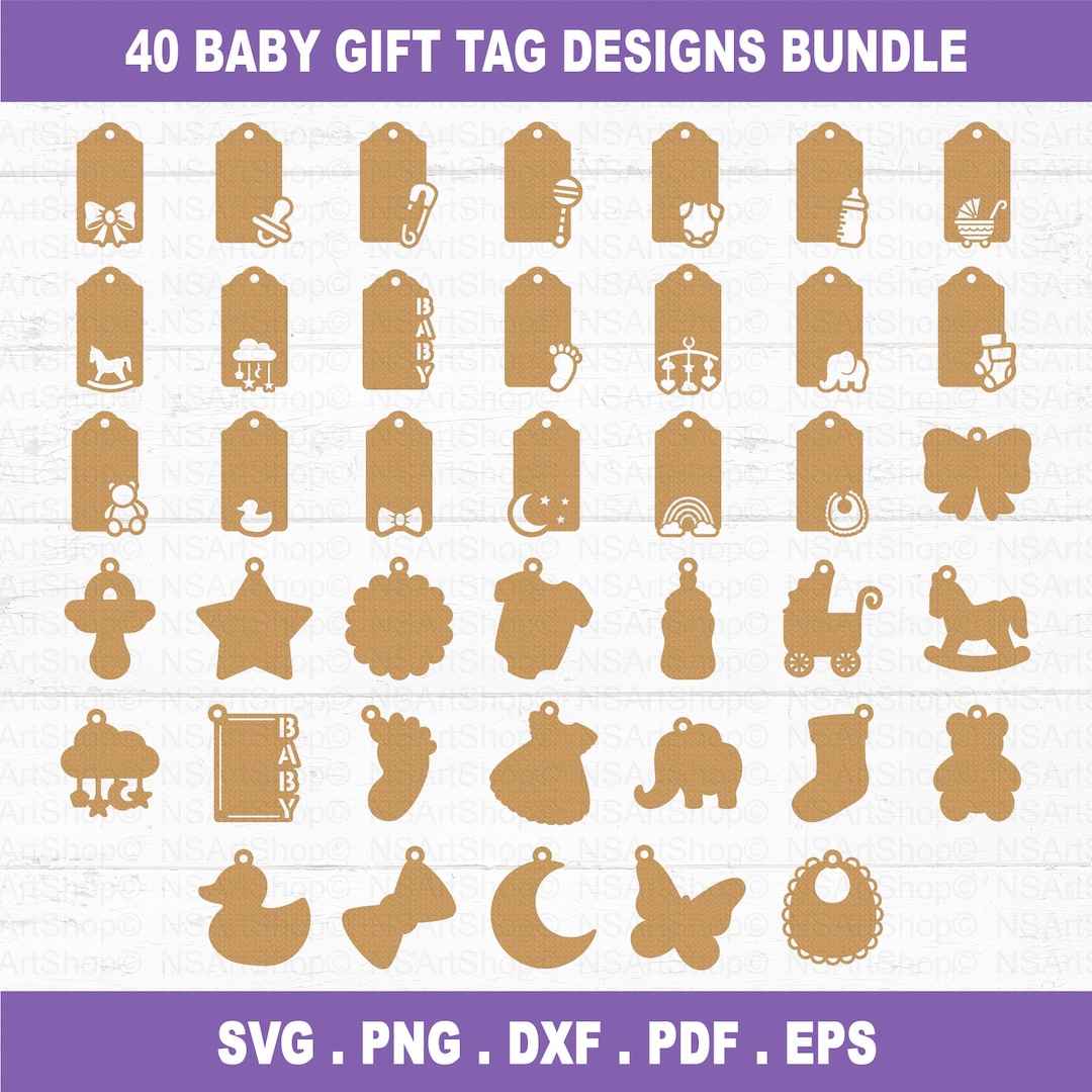 Baby Shower Gift Tag SVG Bundle, New Born Label Design, Cricut, Cut ...