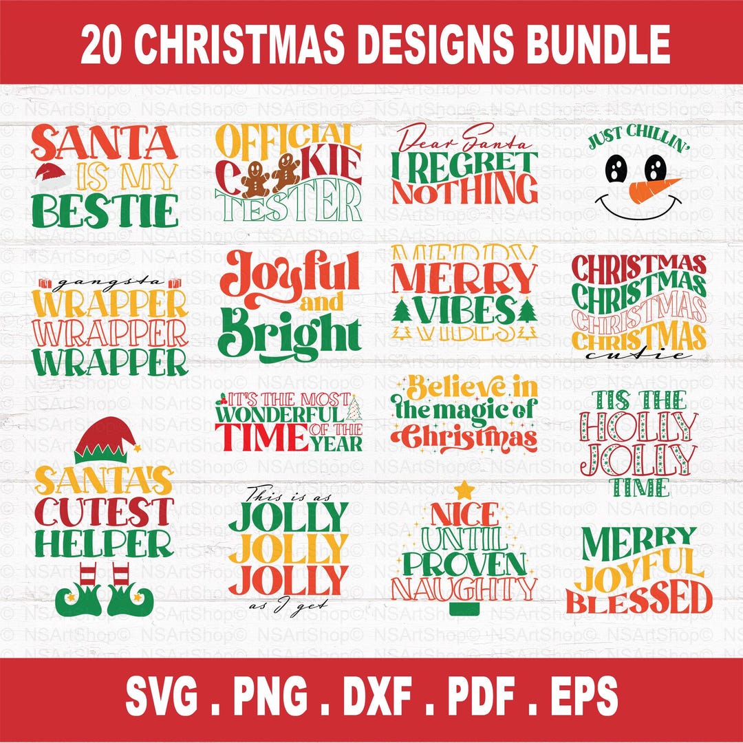 Christmas SVG Bundle, Holiday Svg Designs, Merry Christmas Svg, Santa ...