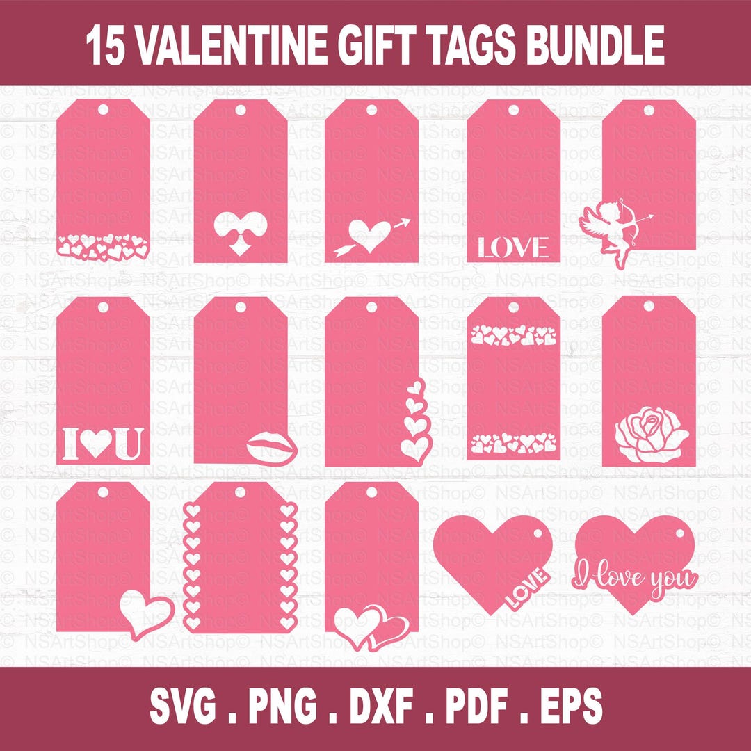 Gift Tag Svg, Valentine Gift Tag SVG Bundle, Heart Tag Svg, Label SVG ...