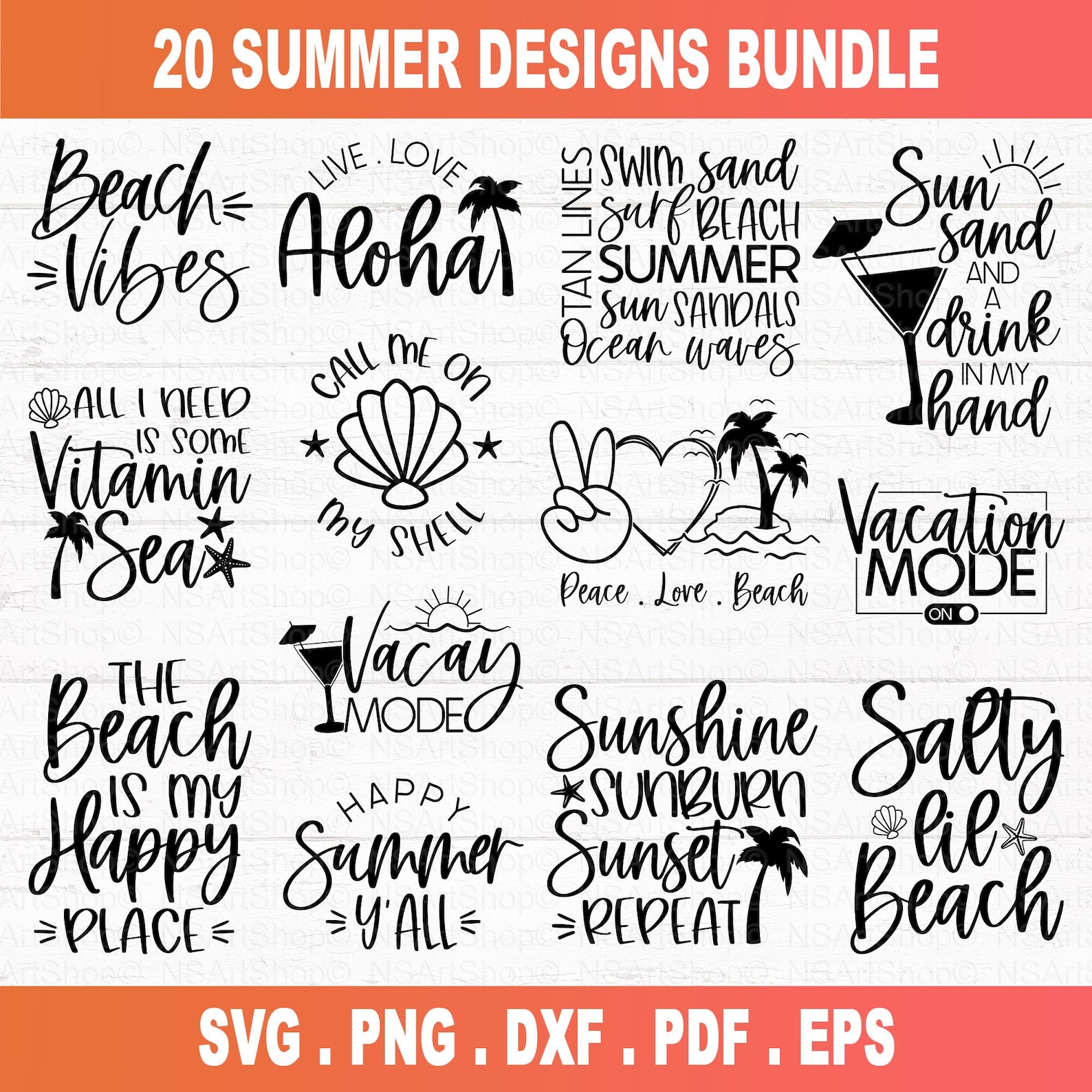 Summer SVG Bundle: Beach Life Quotes, Vacation Designs, Cricut, Cut ...