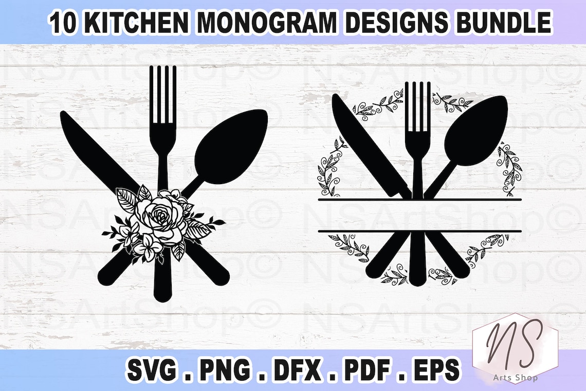 Kitchen Split Frame SVG Kitchen Svg Kitchen Monogram Svg - Etsy