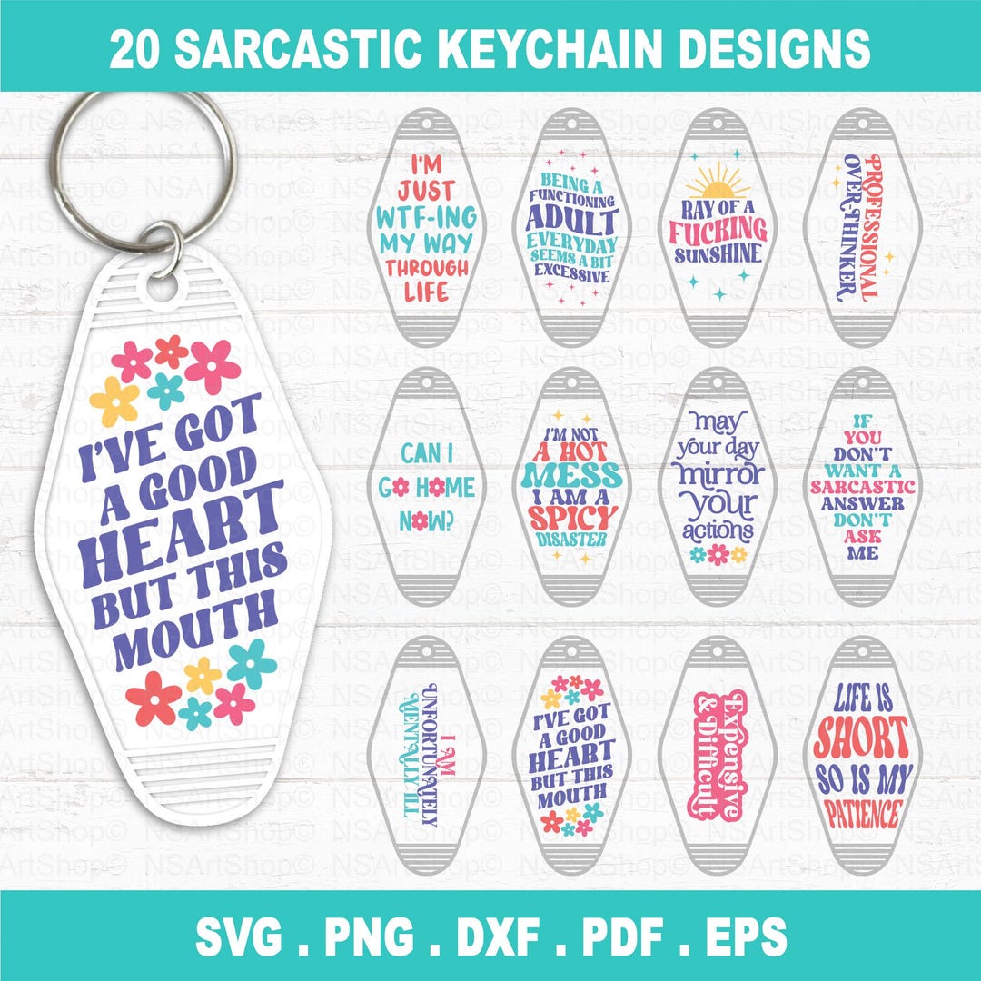 Sarcastic Motel Keychain SVG Bundle: Sassy Quotes Hotel Keychain Funny ...