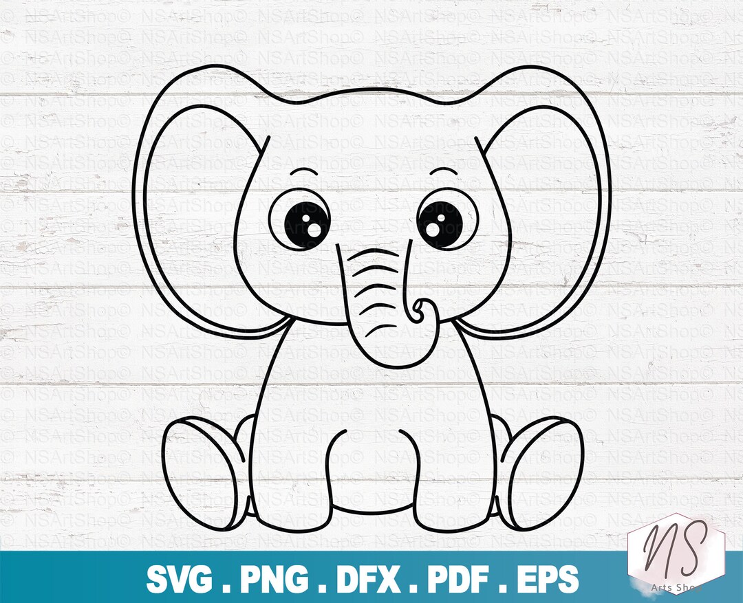 Baby Elephant SVG, Cute Elephant Cut File, Elephant Outline, Baby ...
