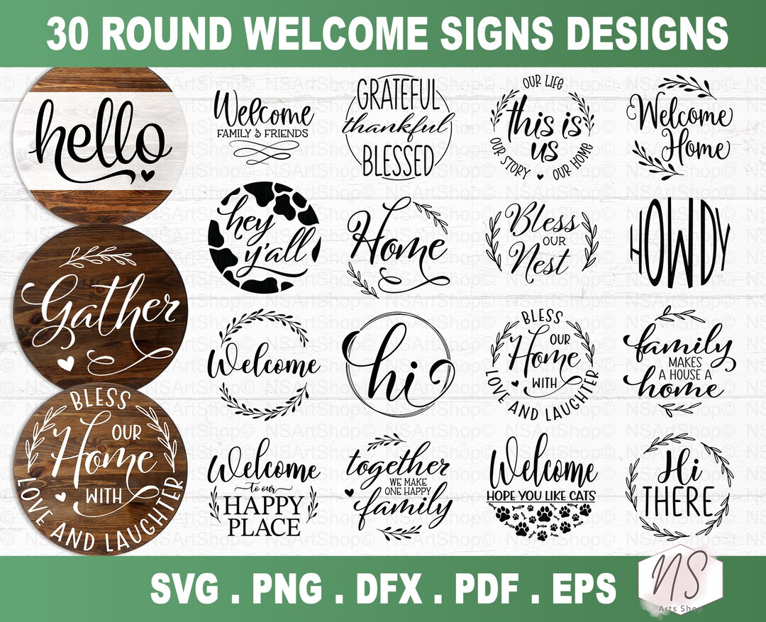 Round Sign Svg Bundle Welcome Sign Svg Farmhouse Svg - Etsy