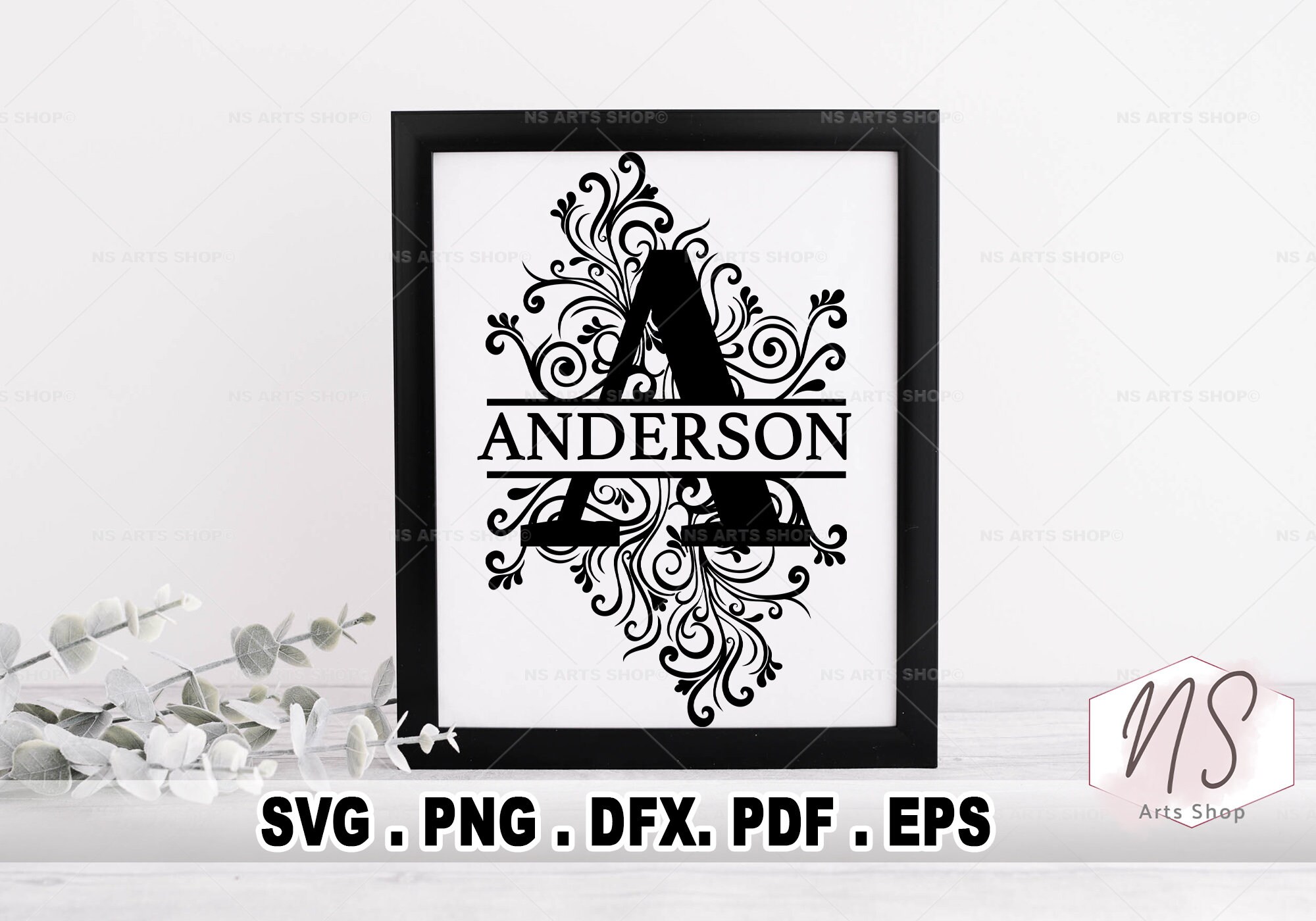 Split Monogram Svg Split Monogram Frame Family Monogram - Etsy