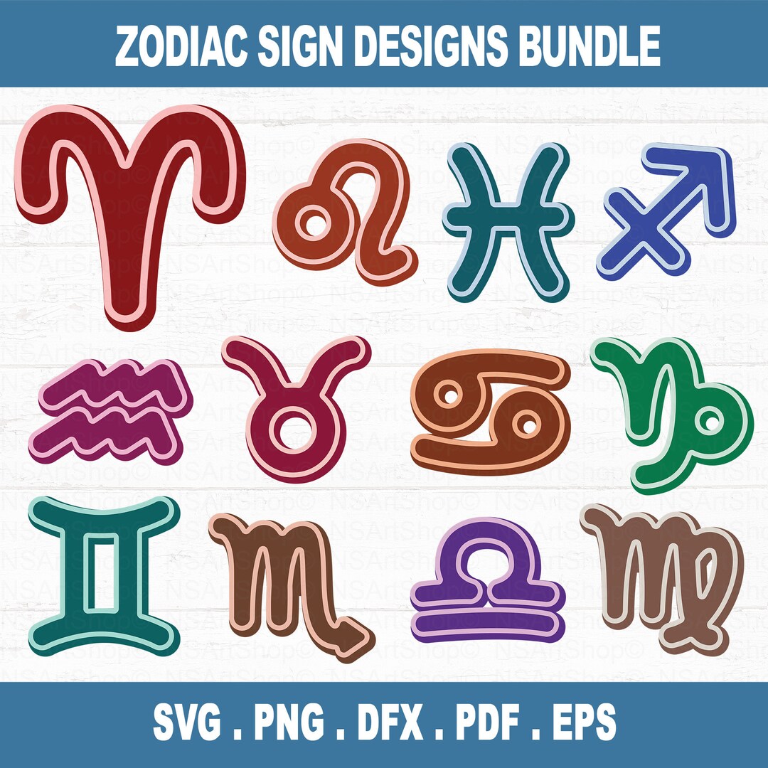 Zodiac Sign SVG Bundle, Astrology Sign Svg, Zodiac Symbol Svg ...