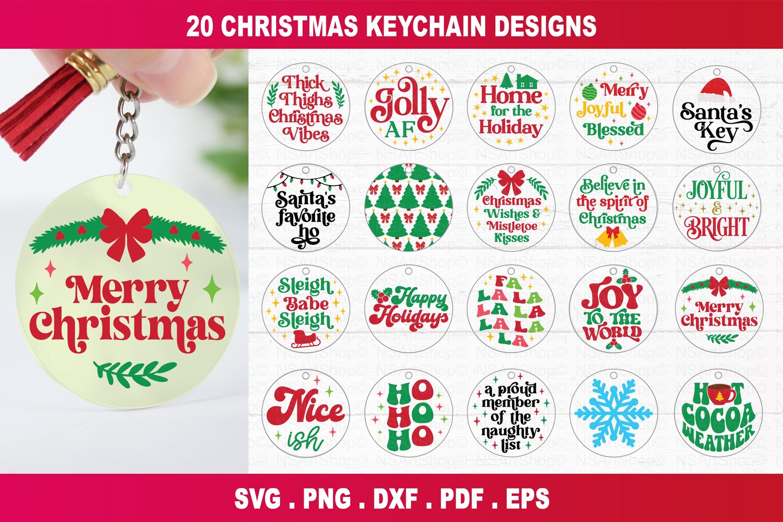Christmas Keychain SVG : Holiday Santa Round Hotel Keychain - Etsy