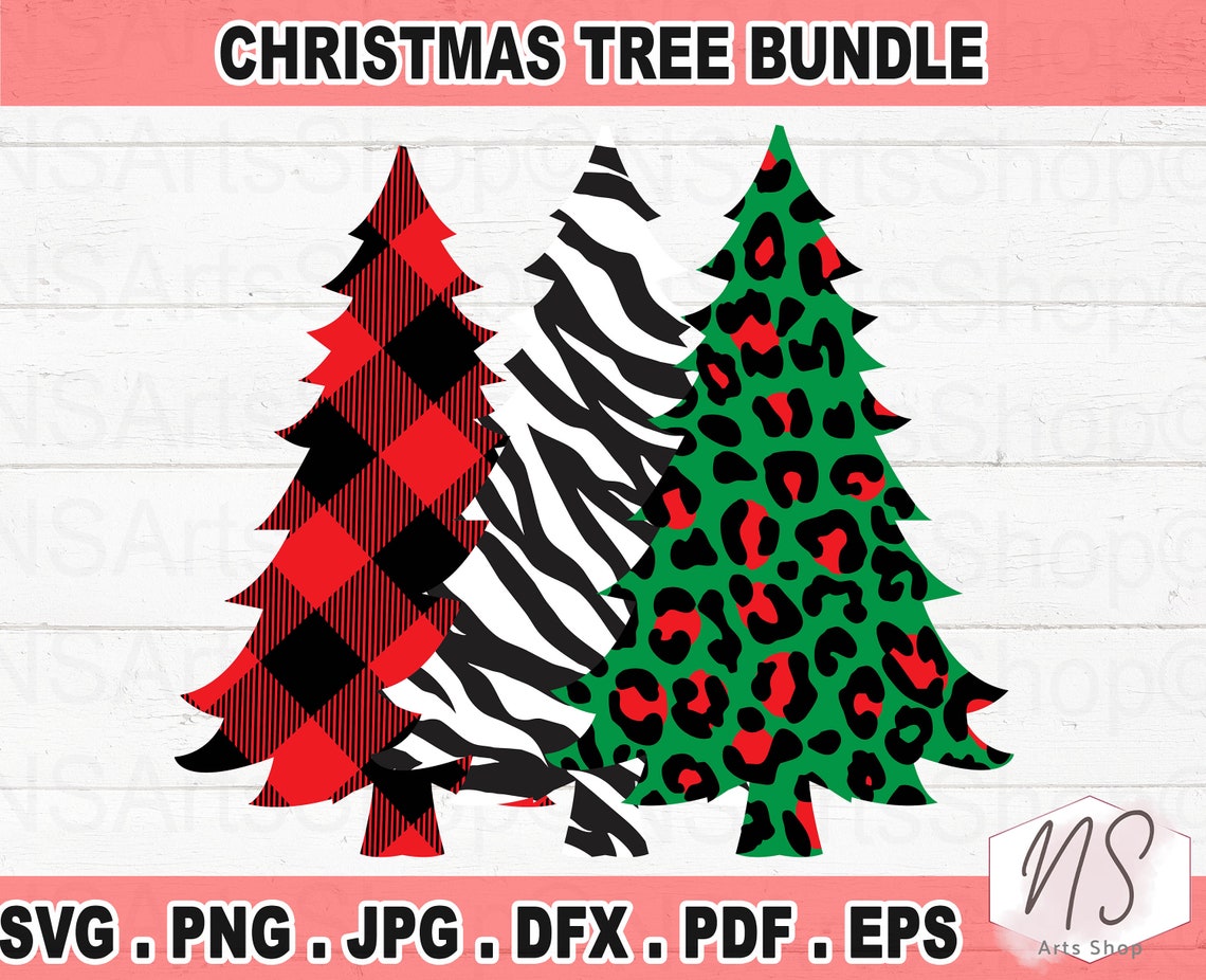 Buffalo Plaid Cheetah Tree Svg Bundle Merry Christmas Svg | Etsy