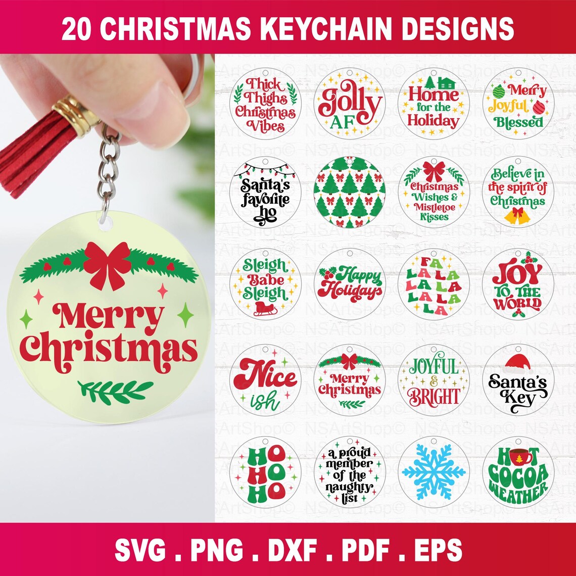 Christmas Keychain SVG : Holiday Santa Round Hotel Keychain - Etsy