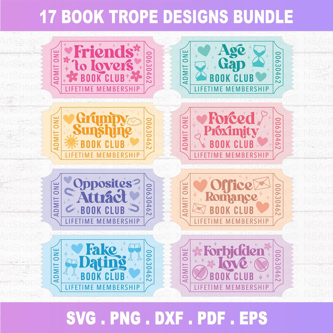 Book SVG Bundle, Spicy Bookish Png, Ticket Design, Romance Reading ...