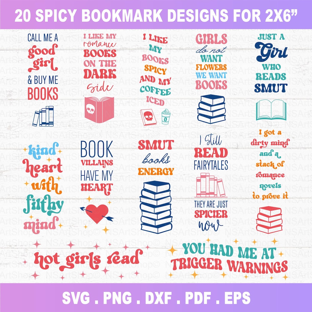 Bookmark SVG Bundle, Bookmark Png, Spicy Bookmark Svg, Printable ...