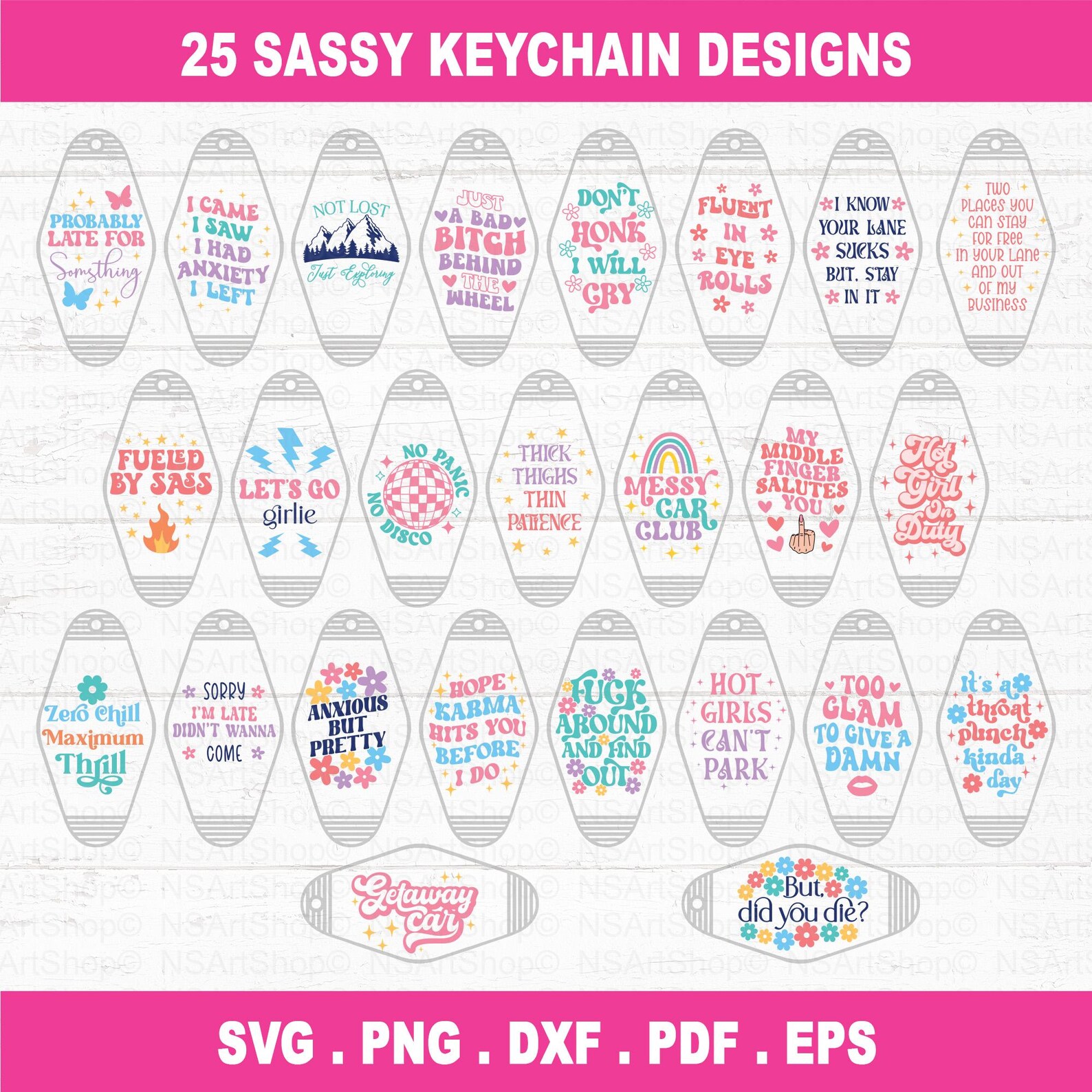 Sarcastic Motel Keychain SVG Bundle, Funny, Sassy Designs, Cricut, Cut ...