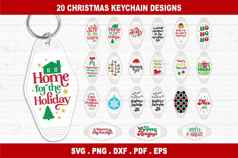 Retro Christmas Motel Keychain SVG Bundle, Holiday Santa Designs ...