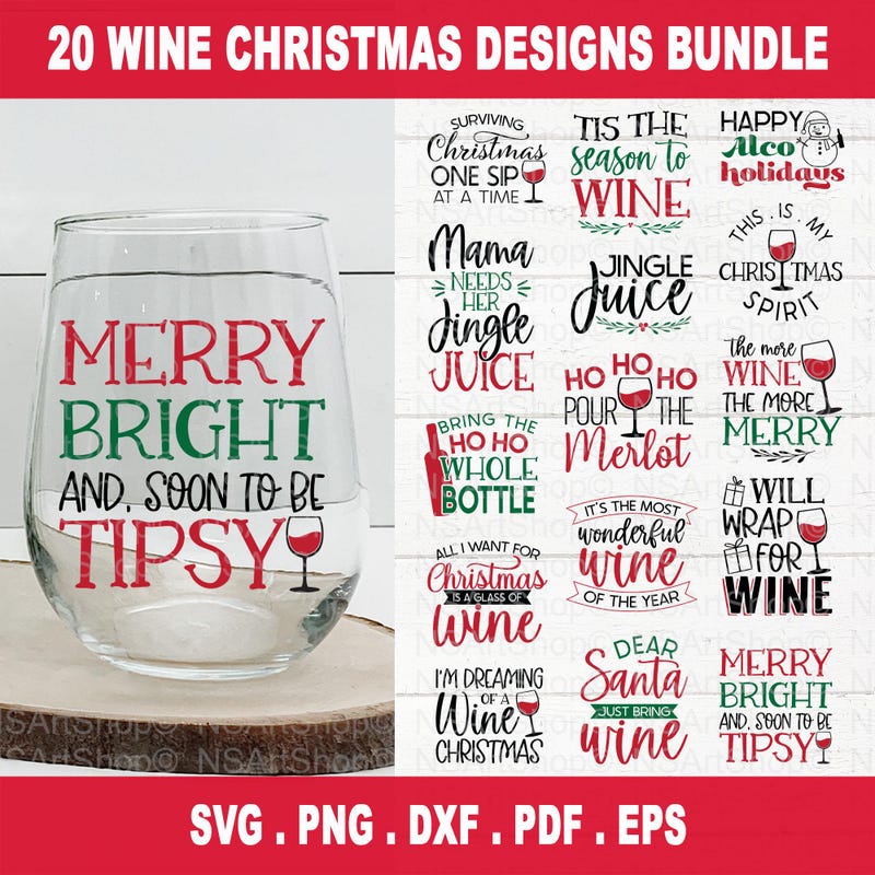 Xmas Wine Glass Decal - Etsy