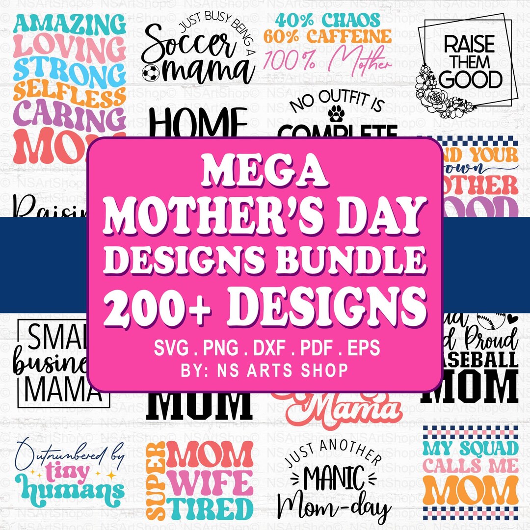 Mom Svg, Mega Mothers Day SVG Bundle, Retro Mom Svg, Blessed Mama Svg ...